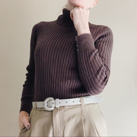 Sweaters | Vintage Brown Rib Knit Turtleneck | Poshmark